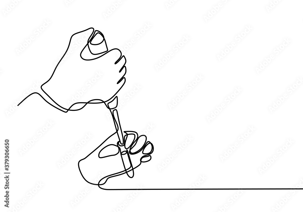One continuous single drawing line art researchers, scientist, science ...