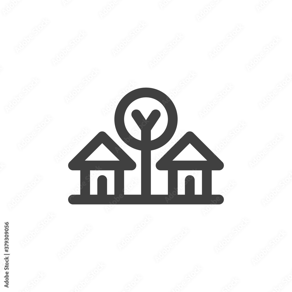 Village houses line icon. linear style sign for mobile concept and web ...