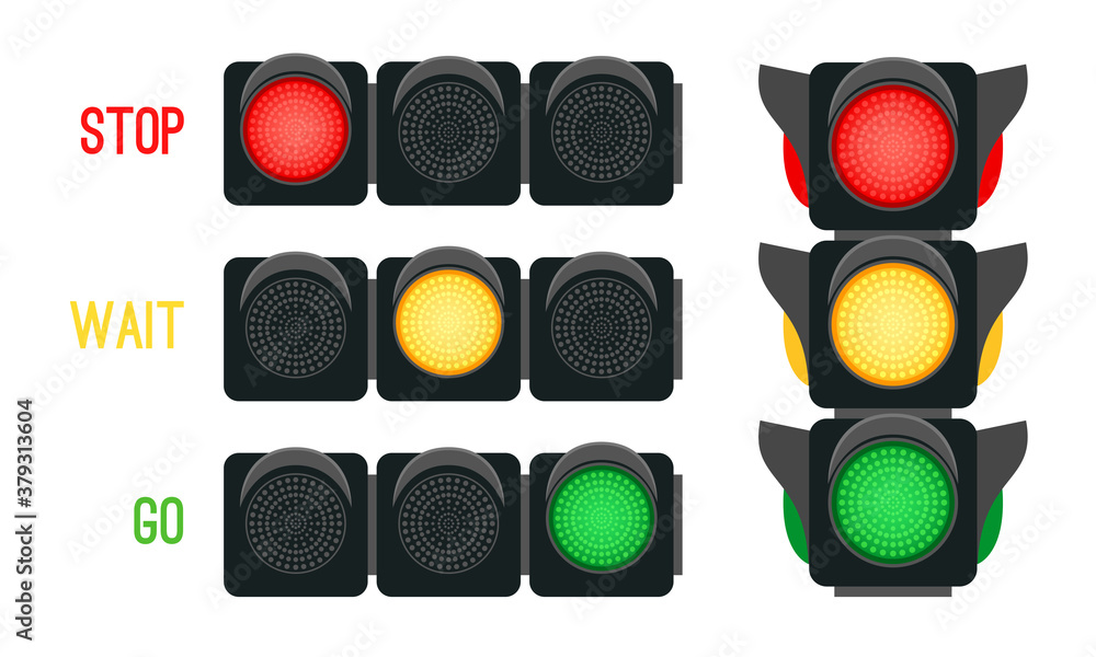 Traffic lights concept. Safety signals for driving transport in city ...