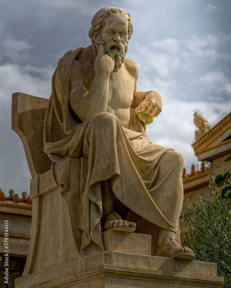 Socrates the ancient Greek philosopher sitting in deep thought statue ...