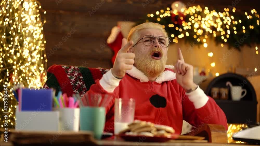Vidéo Stock Funny excited Santa. Cheerful positive dreamy funky Santa ...