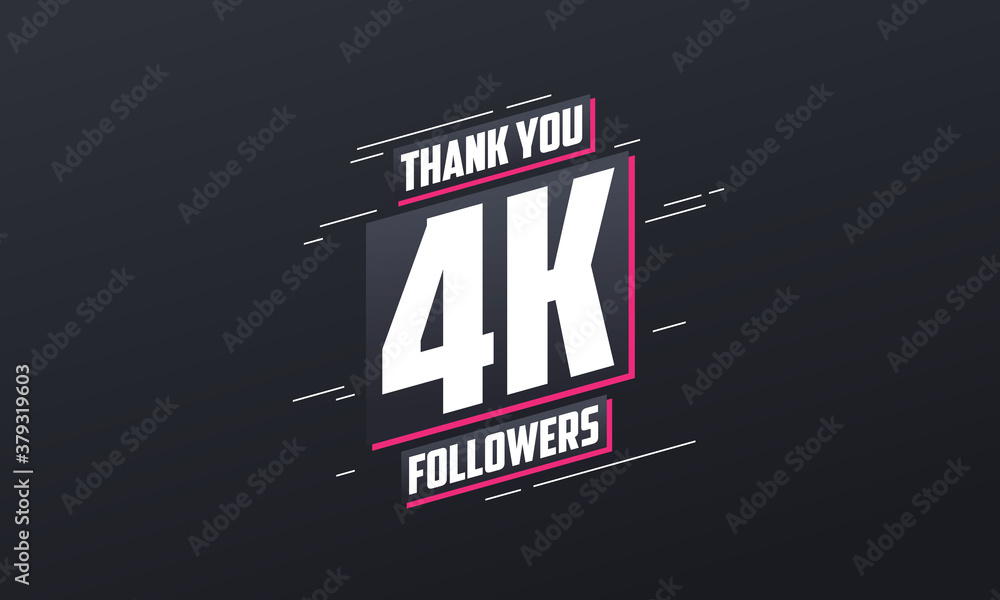 Thank you 4K followers, Greeting card template for social networks ...