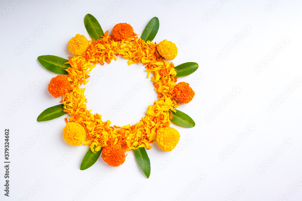 Marigold Flower rangoli Design for Diwali Festival , Indian Festival ...