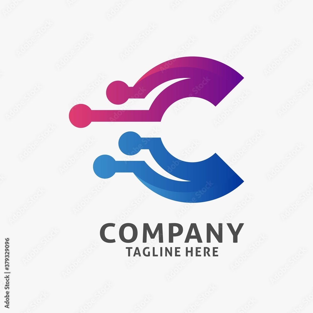 Letter C tech logo design Stock Vector | Adobe Stock
