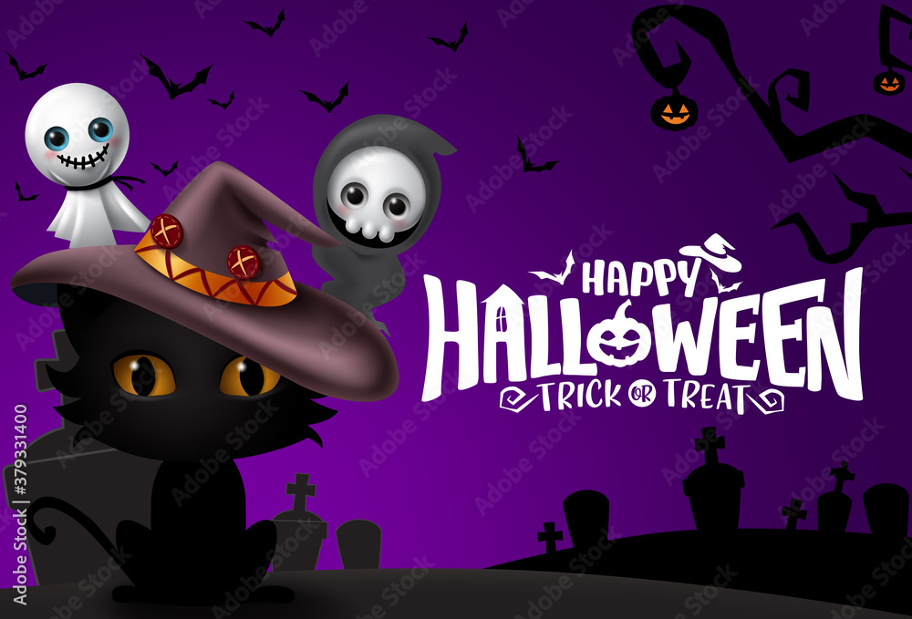Halloween background vector banner design. Happy halloween greeting ...