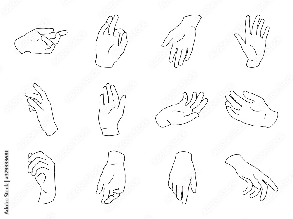 Human Hand icon collection. Different hands, gestures, signals and ...