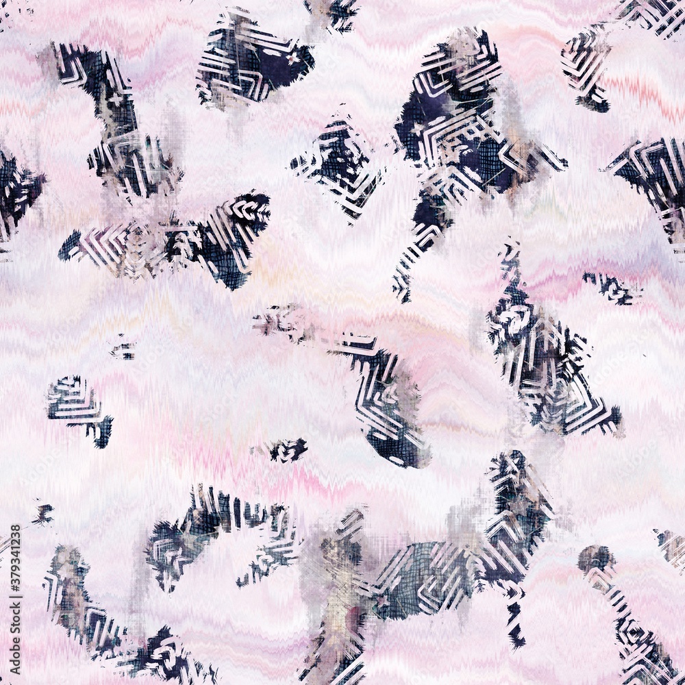Seamless hand drawn lines mixed media collage design in old aged worn ...
