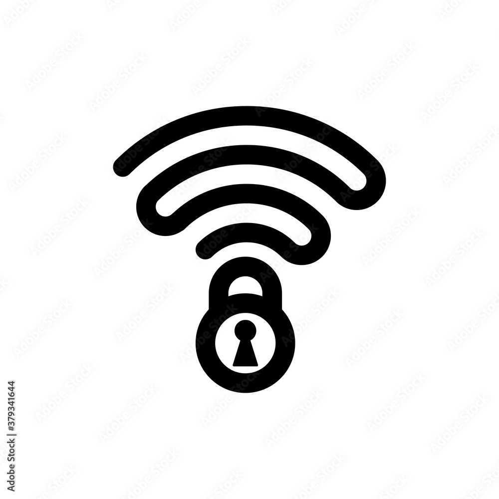 Vetor de Conexión segura. Símbolo WiFi con ondas unidas con candado en ...