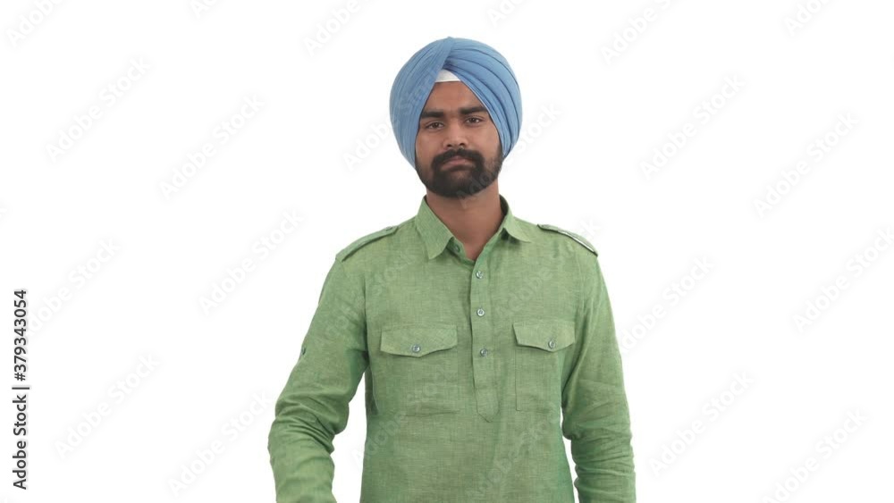 Portrait of Indian beard man showing thumbs up and nodding head. Body ...