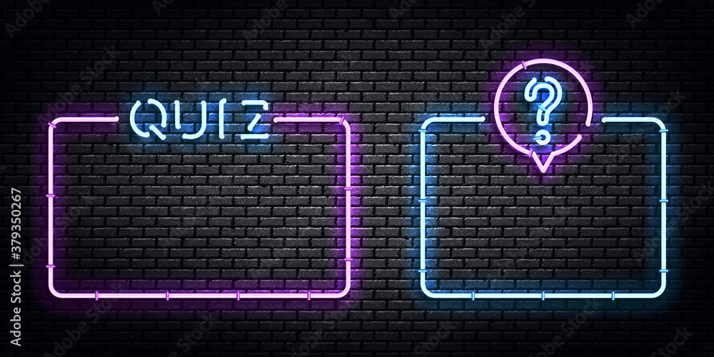 Vector realistic isolated neon sign of Quiz frames logo for template ...