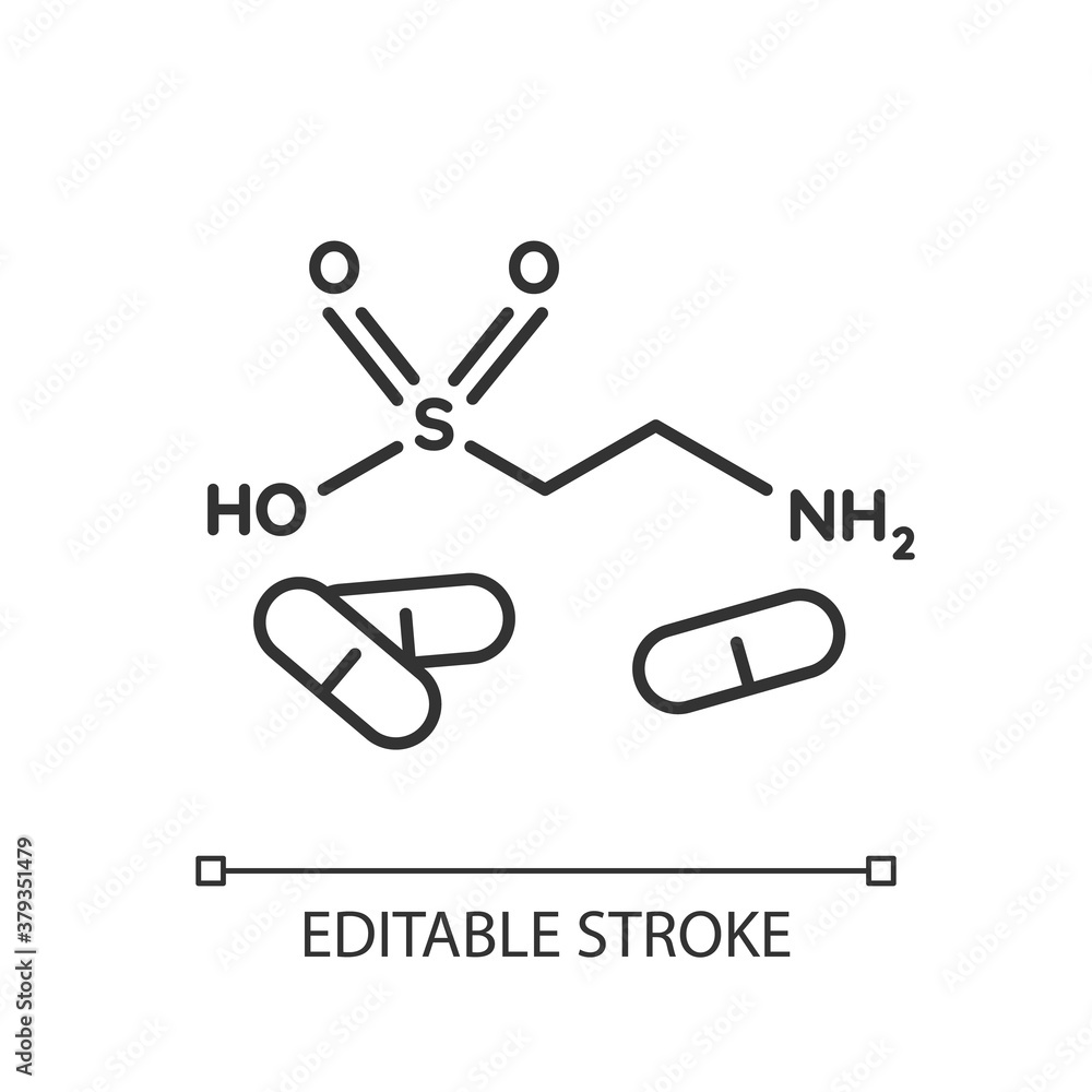 Taurine linear icon. Scientific formula for organic compound. Energy ...