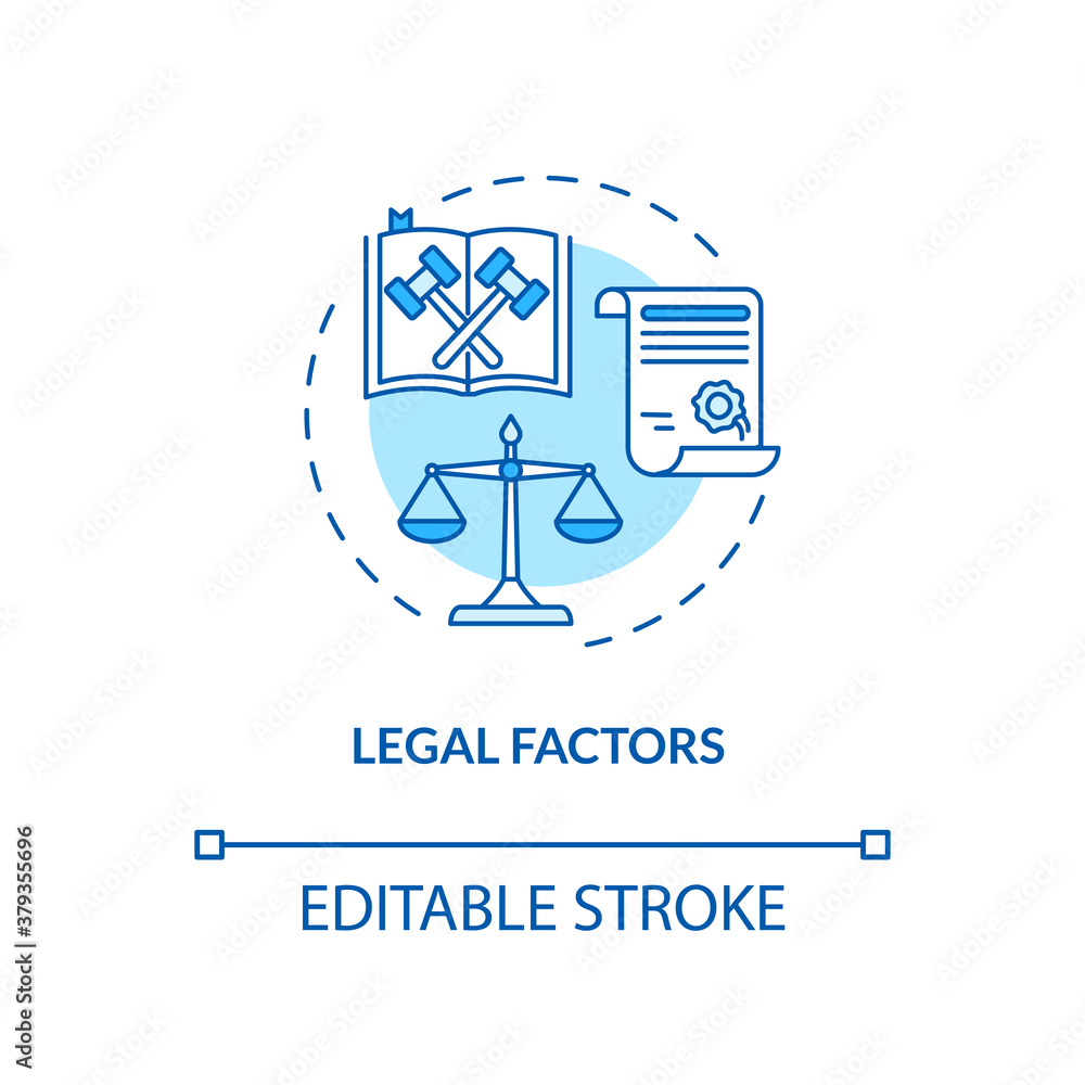 Legal factors concept icon. Communication life saving tips. PESTEL ...