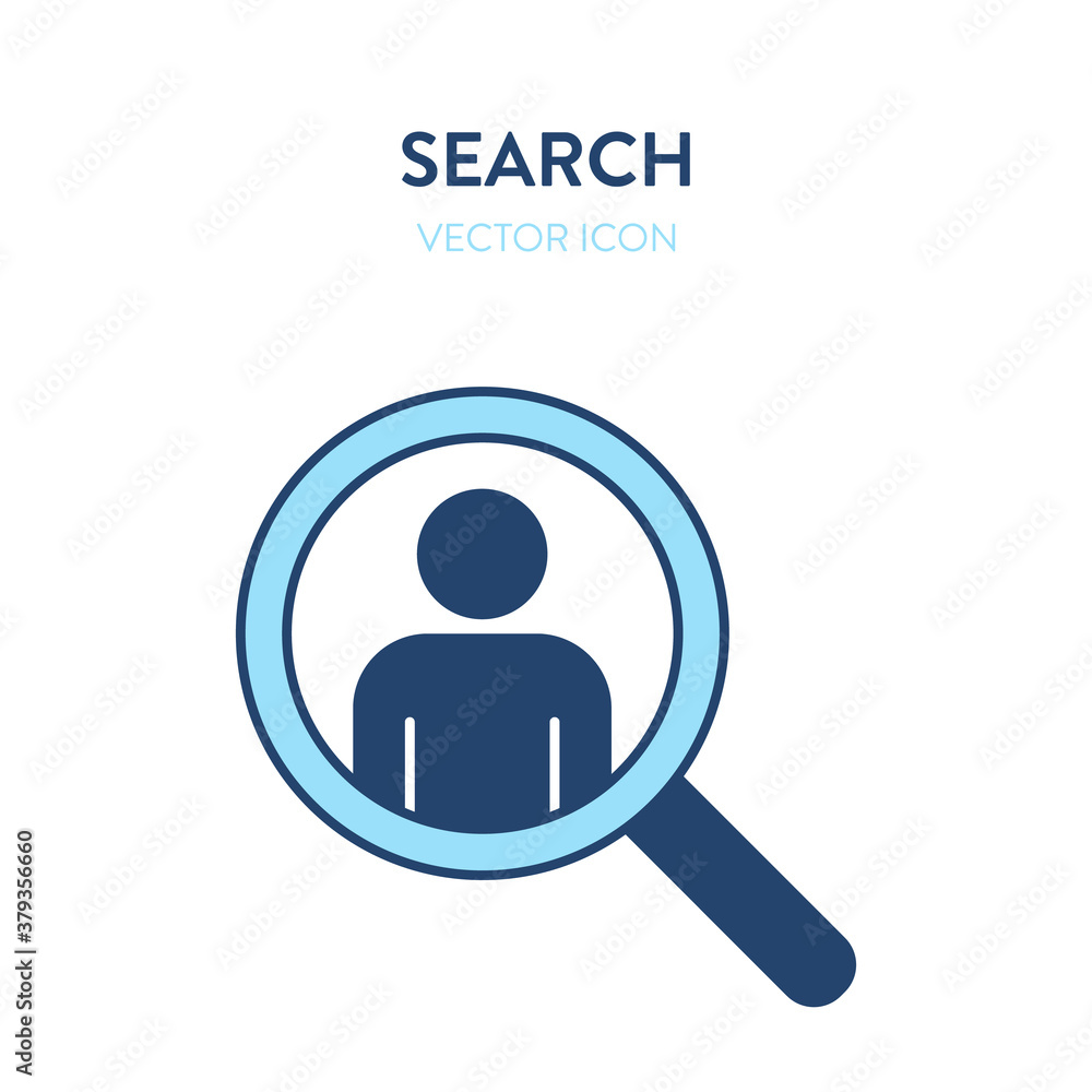 Vetor de Person search icon. Vector illustration of a magnifier with ...