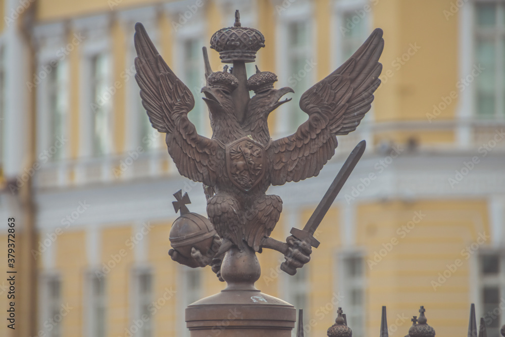 three-headed eagle with sword and sceptre of power symbol of tsarist ...
