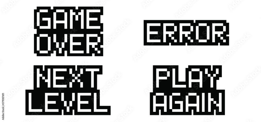 Vecteur Stock Slogan Game over, Error, Next lever Play again phrase in ...