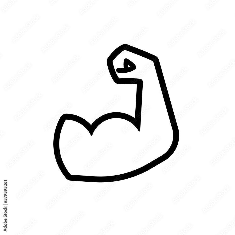 Muscle arm line icon. Clipart image isolated on white background. Stock ...
