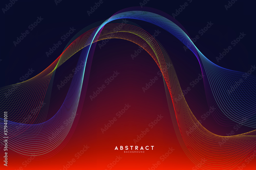 Abstract flowing line digital technology, smooth particle wave, big ...
