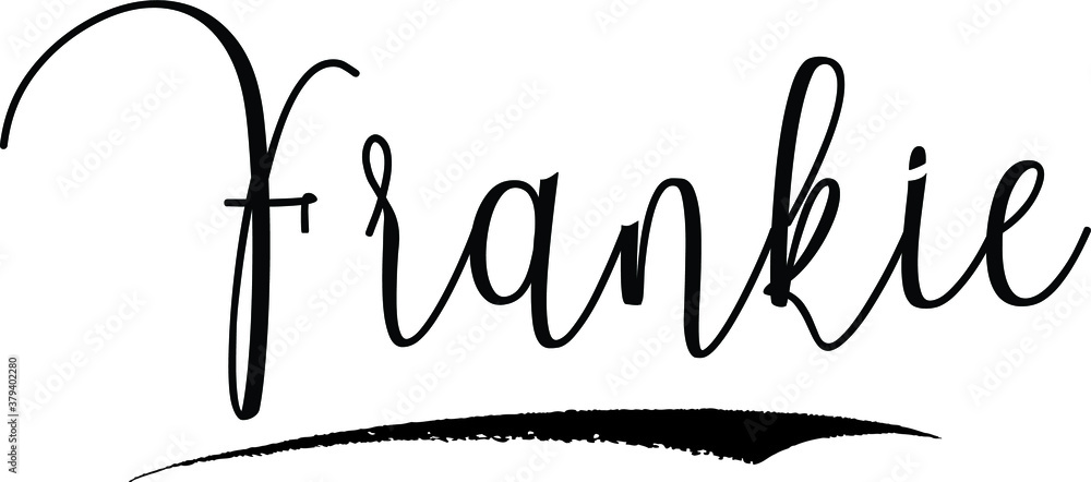 Frankie Calligraphy Handwritten Typography Text on White Background ...