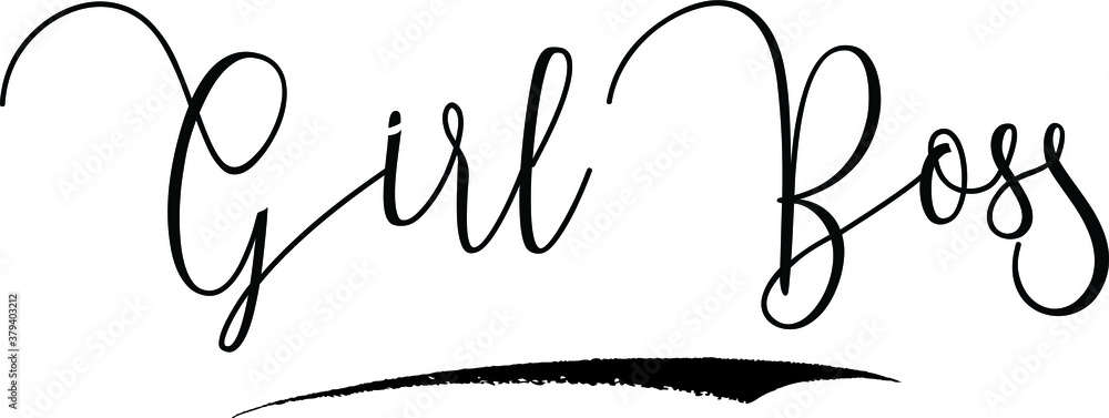 Girl Boss Calligraphy Handwritten Typography Text on White Background ...