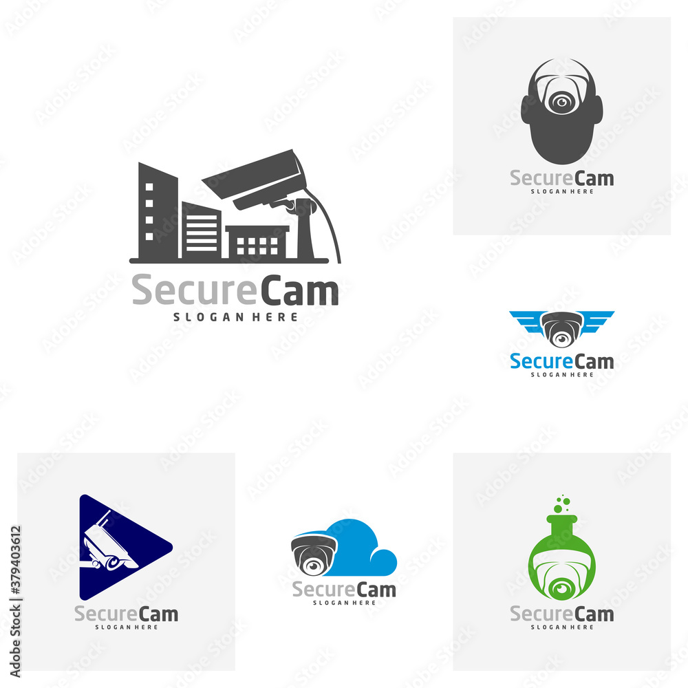 set of CCTV Camera Logo Design Vector Template, Concept Symbol Icon ...