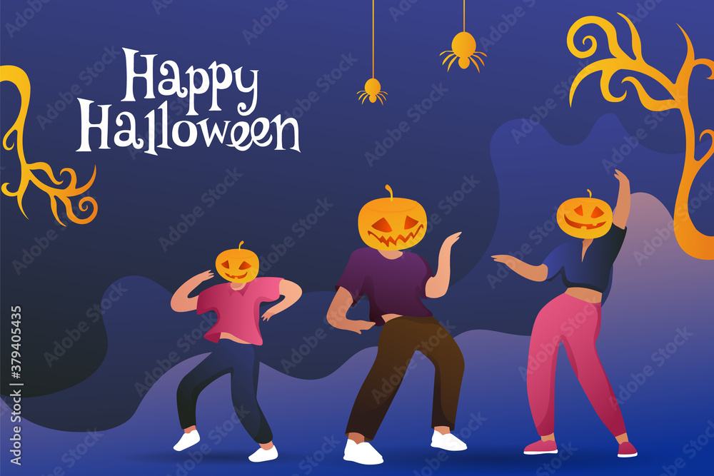 Young energetic guys are dancing at the Halloween party! People with ...