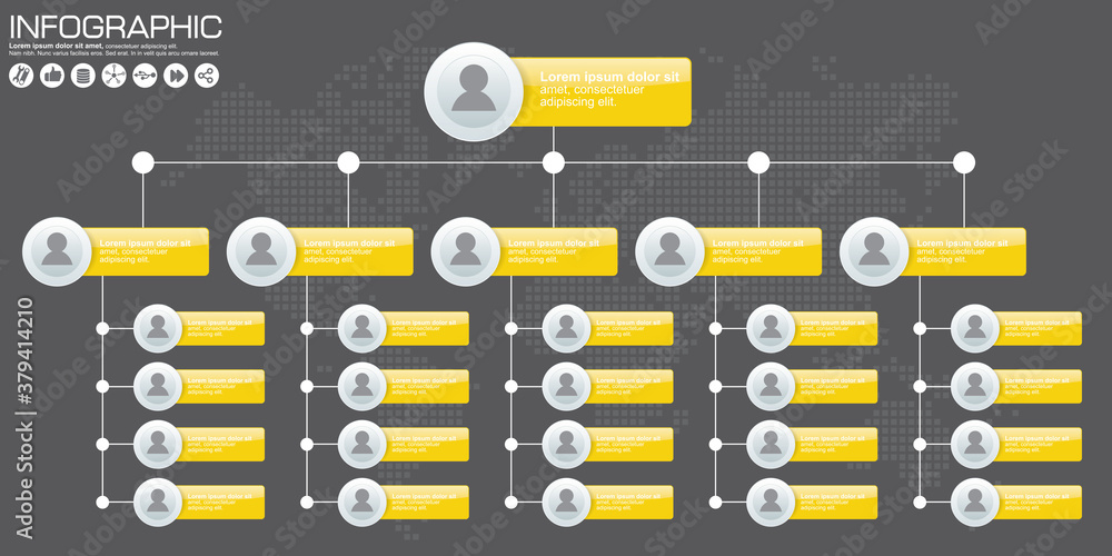 Corporate organization chart with people icons. Vector illustration ...