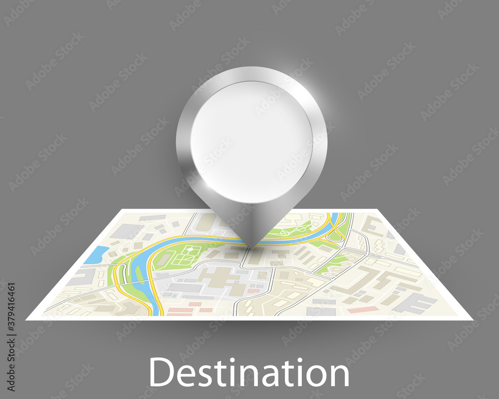 City map delivery navigation, steel point markers design background ...
