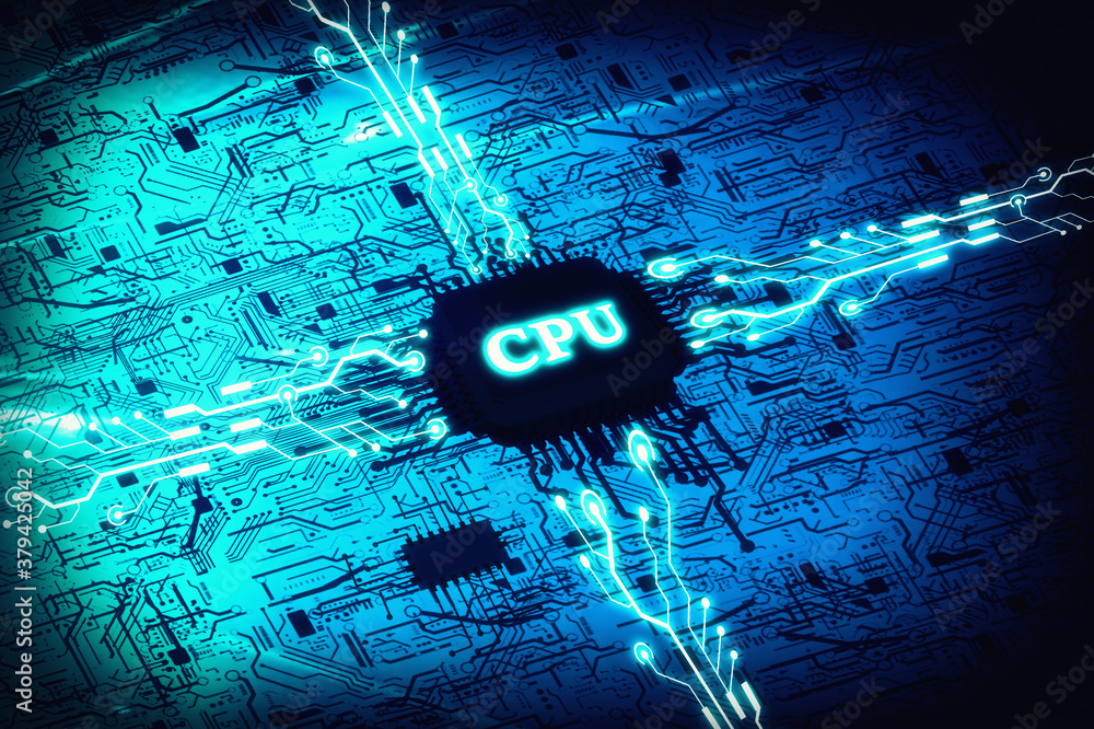 AI. Circuit board. Technology background. Central Computer Processors ...