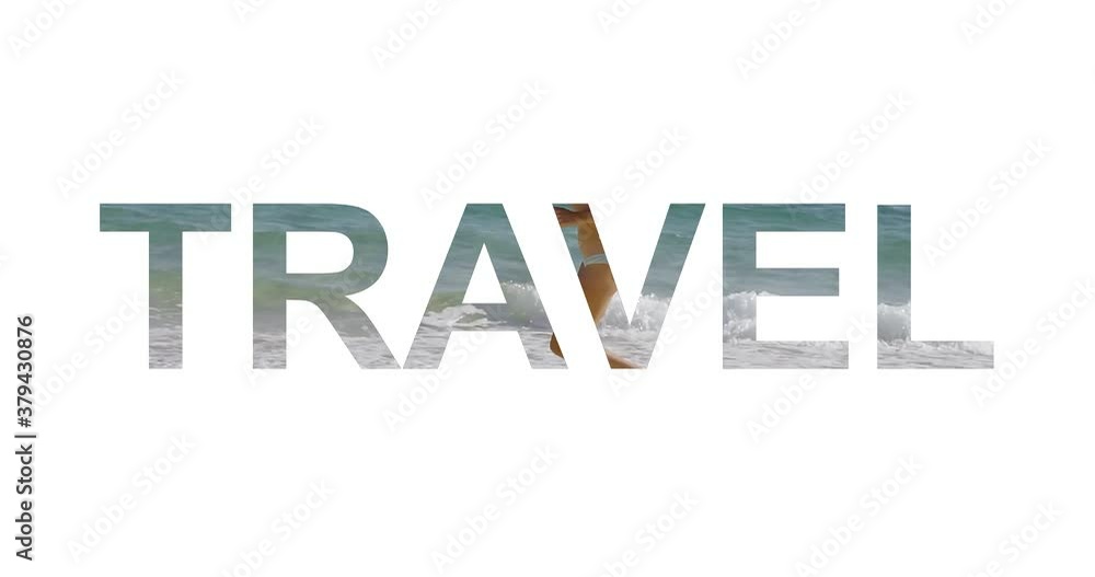 The word "TRAVEL" on a white isolated background. Transparent text that ...