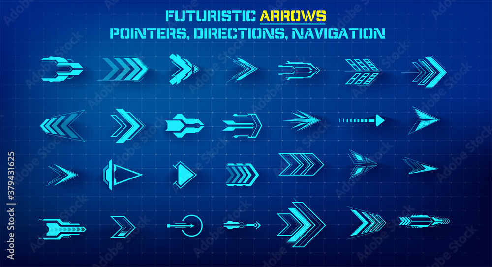 Set of futuristic arrows. Futuristic interface hud design elements ...