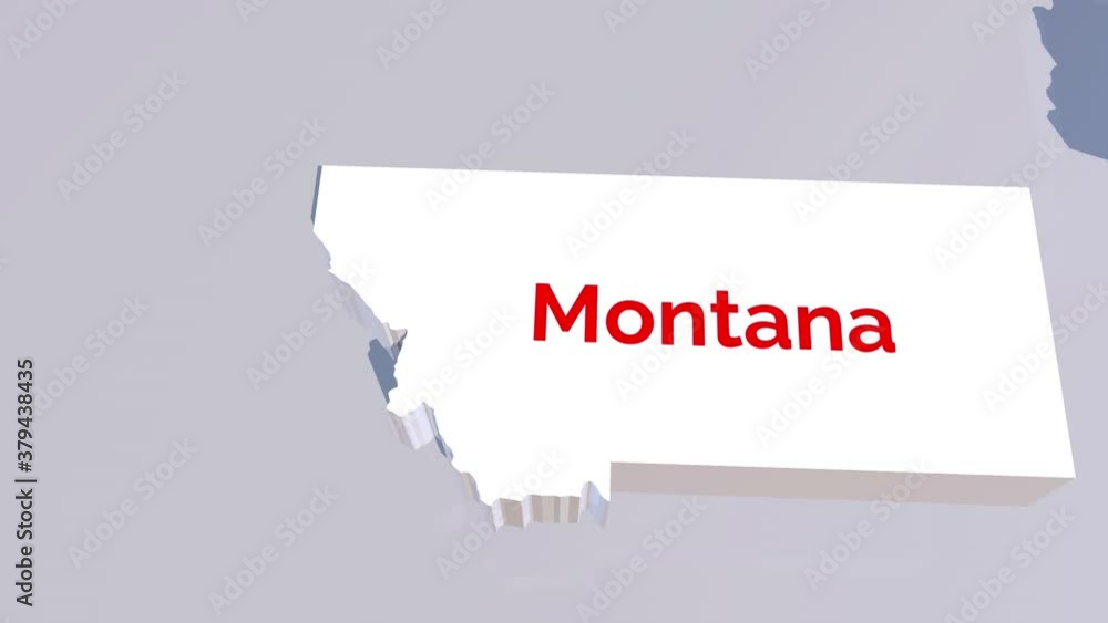 3d animated map showing the state of Montana from the united state of ...