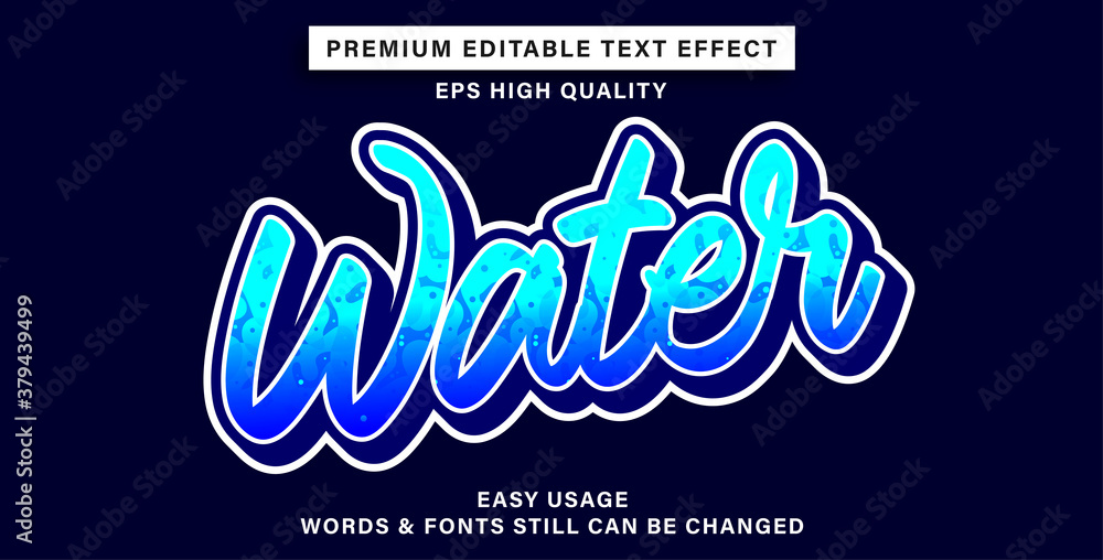 Text effect style water Stock Vector | Adobe Stock