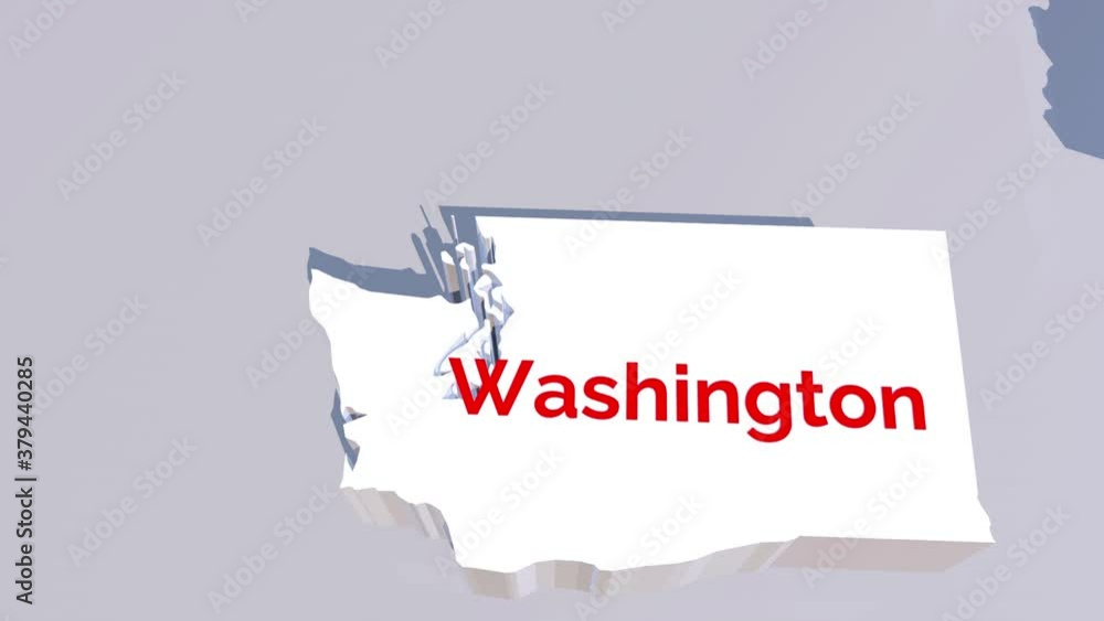 3d animated map showing the state of Washington from the united state ...