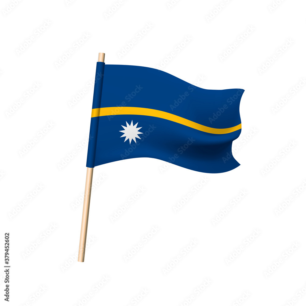 Nauru flag. White star yellow horizontal line on blue background ...
