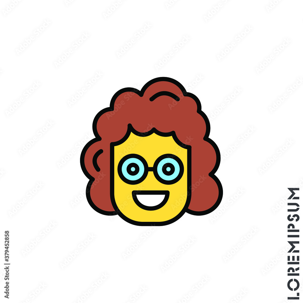 Positive girl, woman color icon vector, emoticon symbol. Modern flat ...