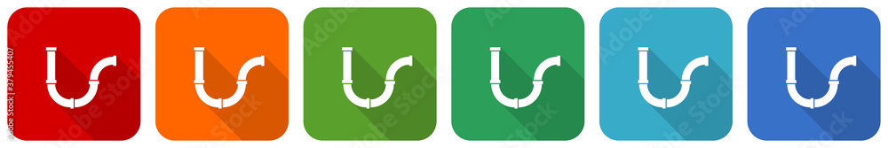 Pipeline, tube, pipe and industrial icon set, flat design vector ...