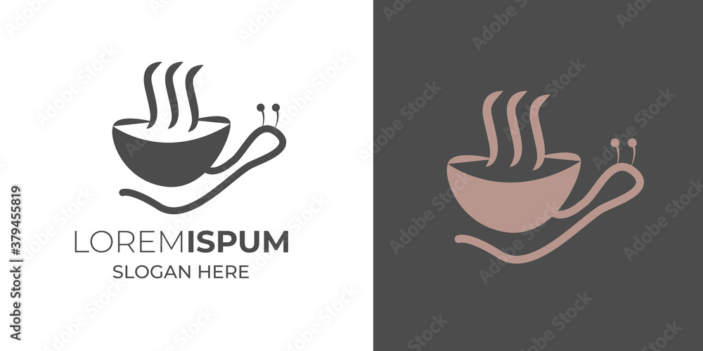 coffee mug and snail logo combo vector in white background .coffee mug ...