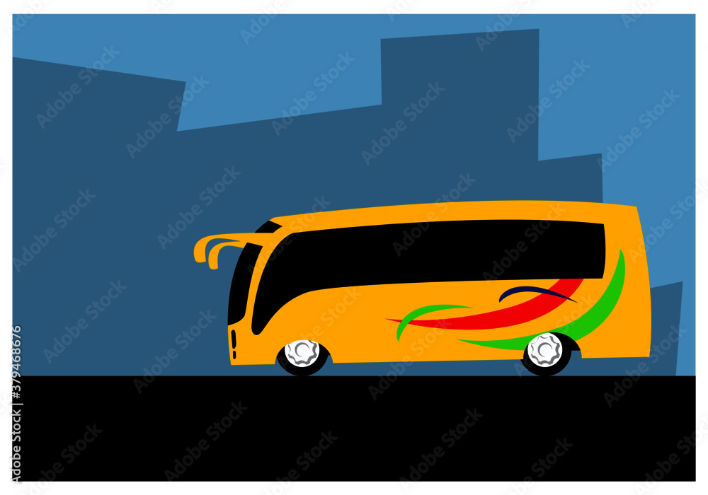 Tour bus service. Bus travel around the world. Vector drawing for ...