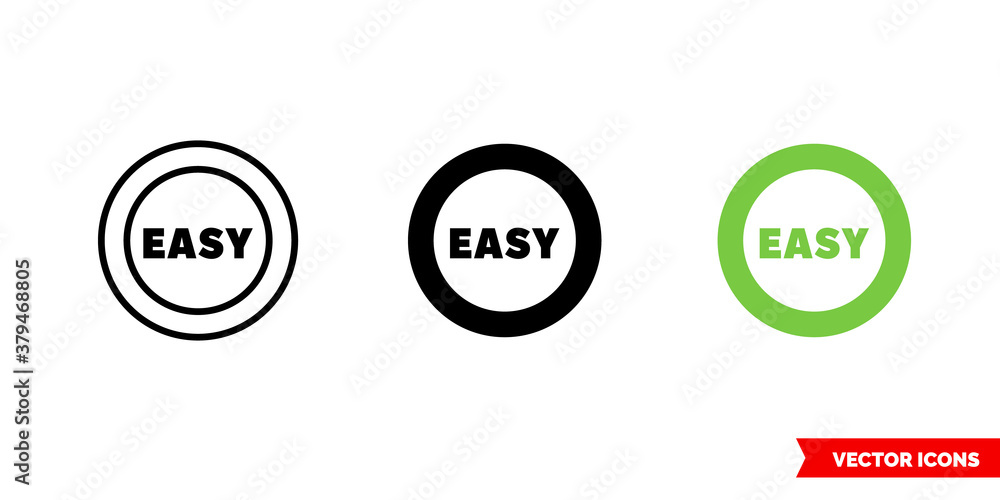 Easy icon of 3 types color, black and white, outline. Isolated vector ...