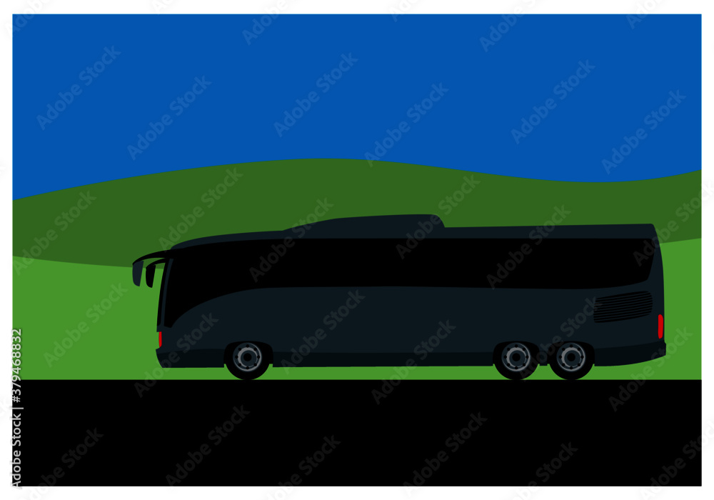 Tour bus service. Bus travel around the world. Vector drawing for ...