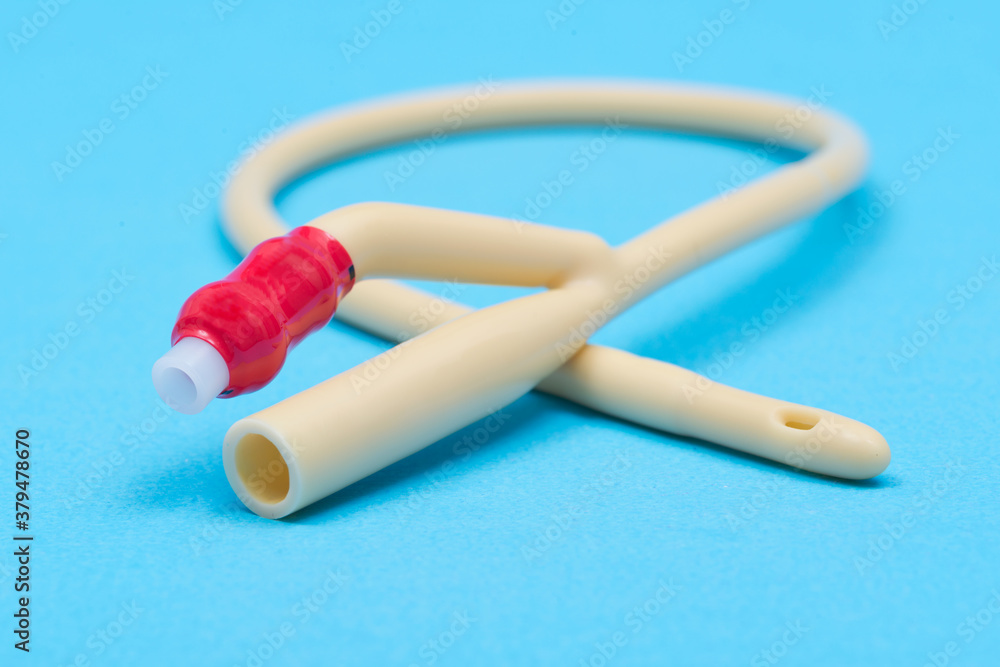 Sterile silicone-elastomer coated latex Foley urinary catheter with ...