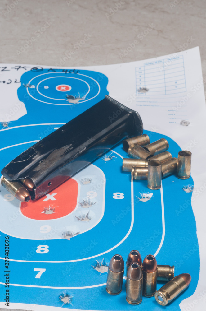top view, medium distance of a 9 mm magazine with 9 mm defensive and 9 ...