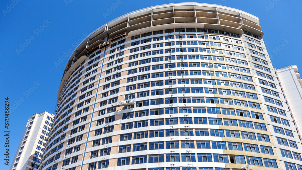 Fragment of the construction of one of serial multi-storey apartment ...