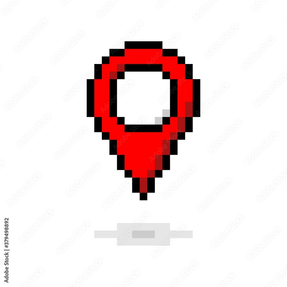Pixel art 8-bit red map pointer, pin location - editable isolated ...