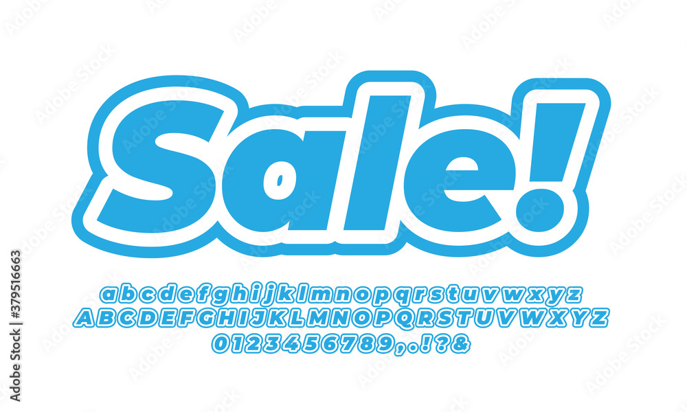 bold blue with outline letter number or font effect design Stock Vector ...