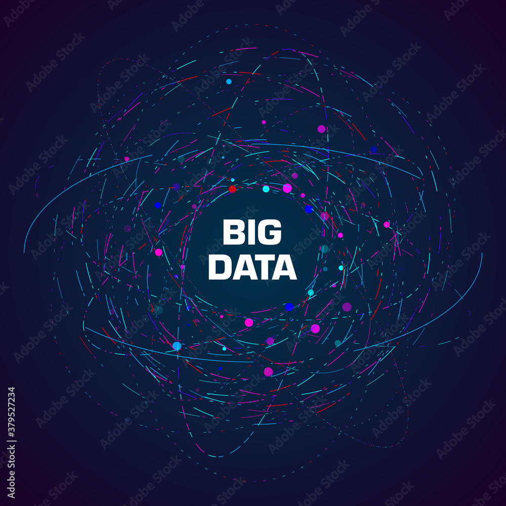Big data visualization. An abstract circular cluster of points ...