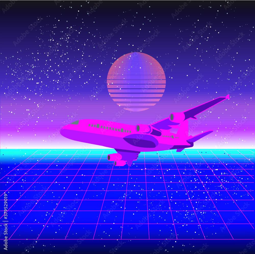 The concept of a futuristic passenger aircraft flying in the ...