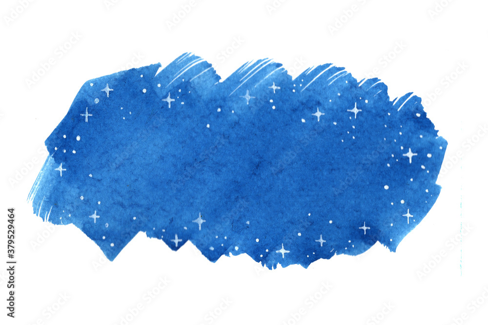 Night sky with star banner brush stroke watercolor painting for copy ...