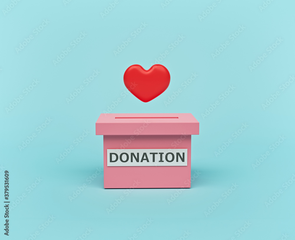 heart and Donation box isolated. concept of charity and Donate. minimal ...