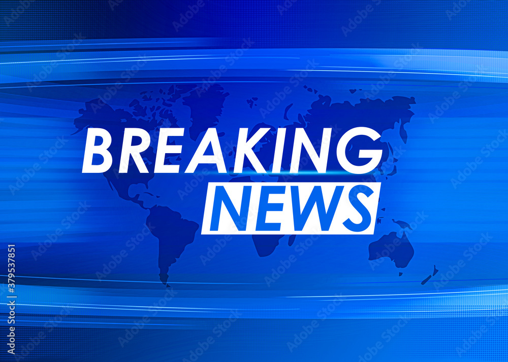 Blue Breaking News background concept with world map in the back. News ...